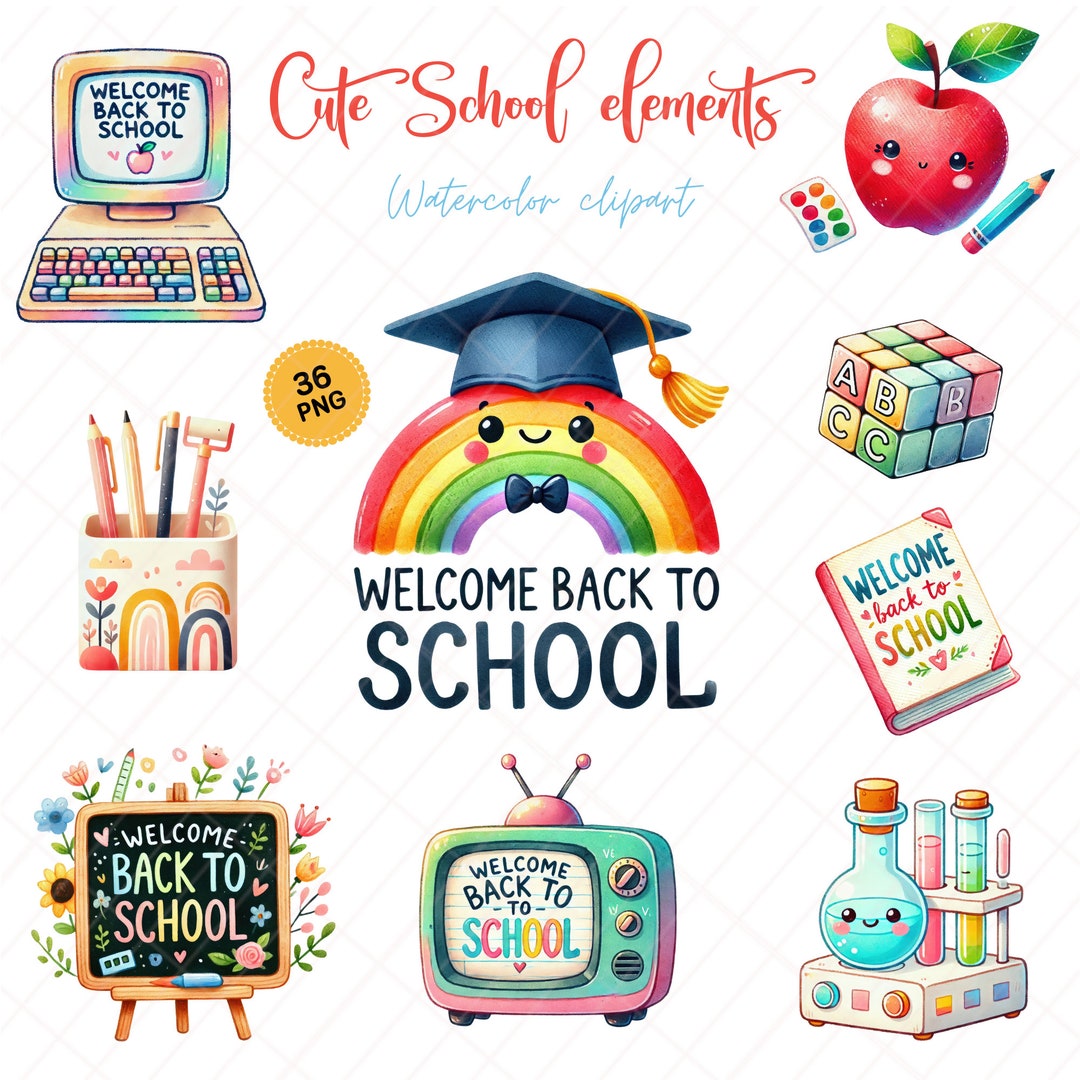 Adorable Back to School Clipart Collection for Kids, Cute School ...