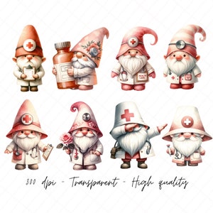 Cute Gnomes Doctor & Nurse Clipart Collection PNG, Healthcare Gnome ...