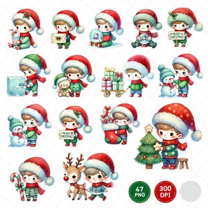 Cute Christmas Boy Clipart Set - Santa Hat, Nutcracker, Christmas ...