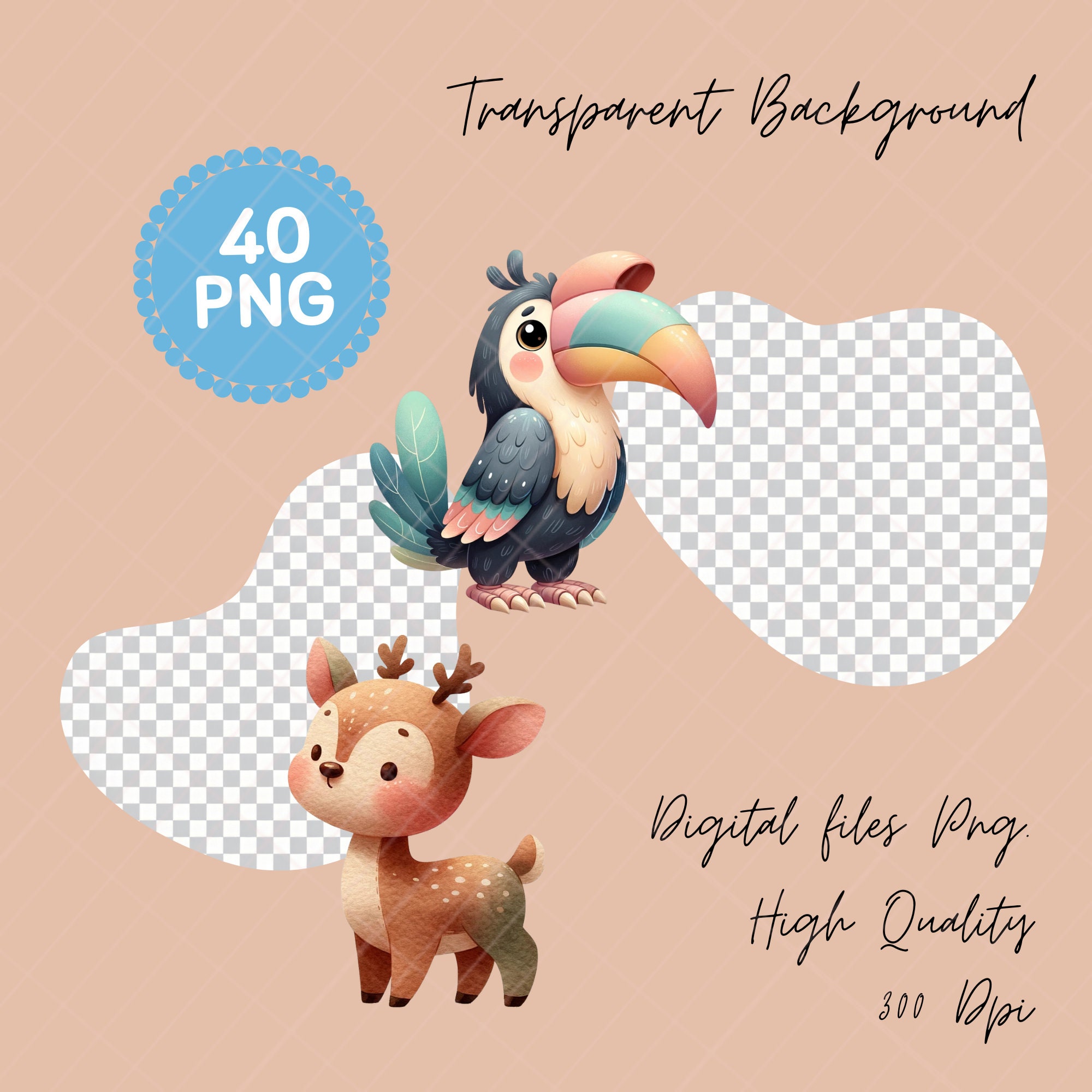 Cute Animal Clipart Collection PNG, Cartoon Zoo Animals PNG, Kids ...