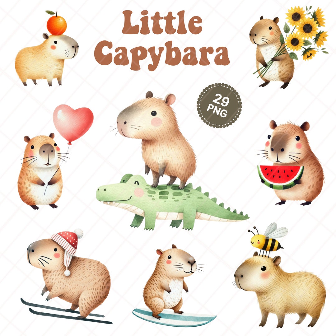 Cute Capybara Clipart Set - Adorable Animal Illustrations for Kids ...