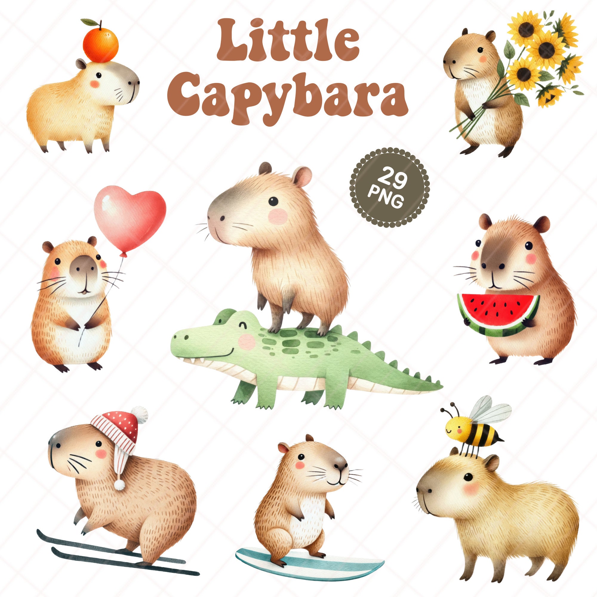 Cute Capybara Clipart Set - Adorable Animal Illustrations for Kids ...