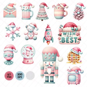 Cute Pastel Christmas Clipart Set, Kawaii Holiday Graphics With ...