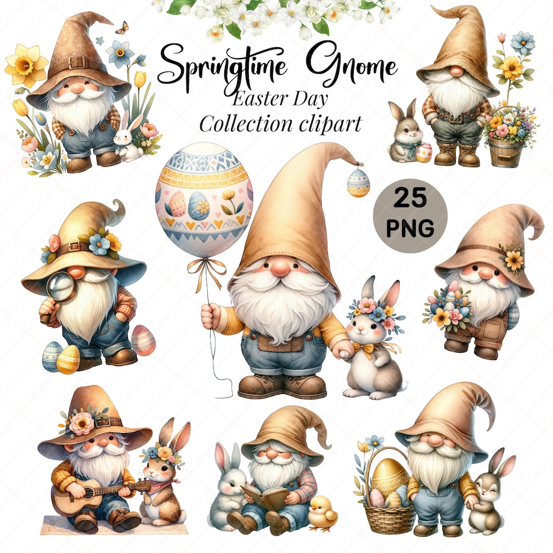 Springtime Gnomes Collection PNG, Easter Day Festive Clipart Set ...