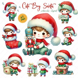 Cute Christmas Boy Clipart Set - Santa Hat, Nutcracker, Christmas ...