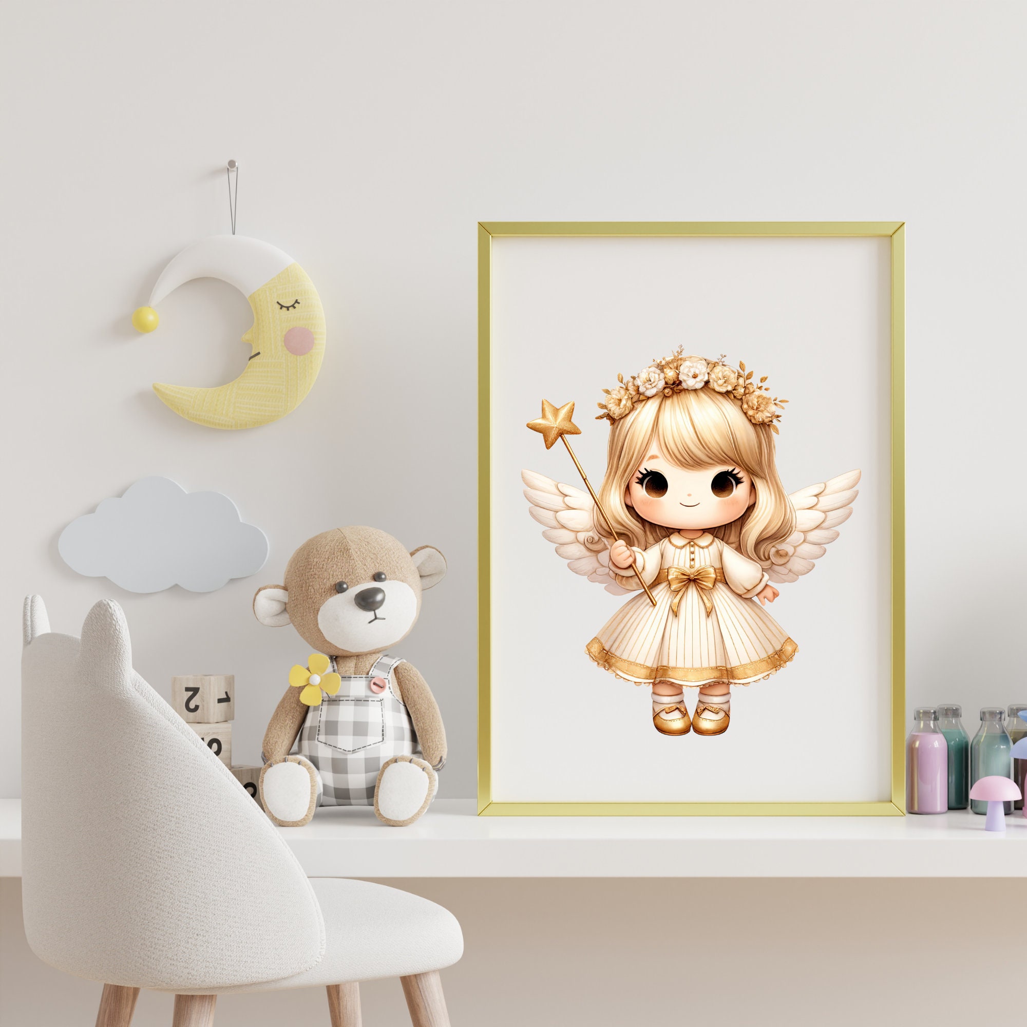 Angel Girl Digital Art, Heavenly Cute Character Illustration, Angelical ...