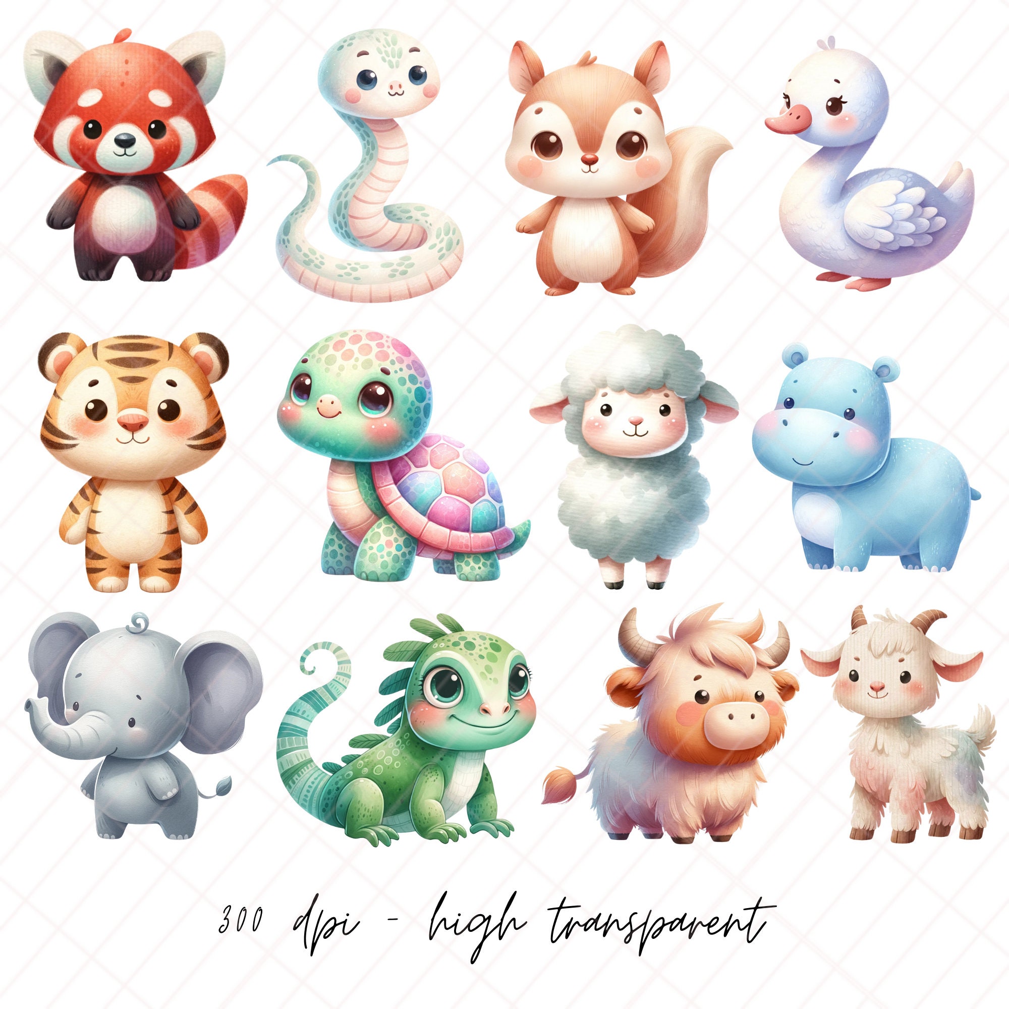 Cute Animal Clipart Collection PNG, Cartoon Zoo Animals PNG, Kids ...