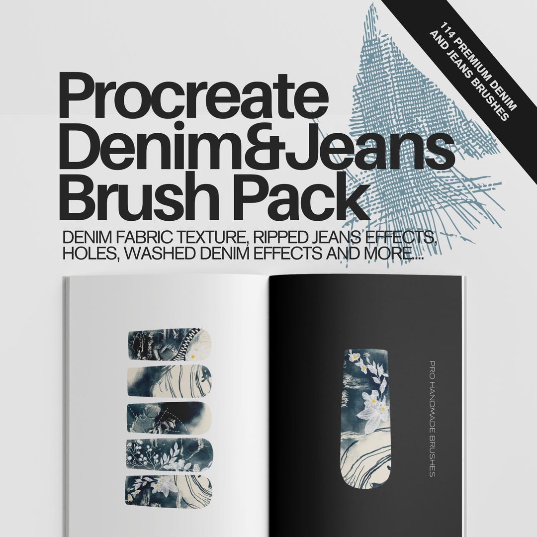 Procreate Denim & Jeans Brush, Ripped Jeans Effect, Holes, Washed Denim ...