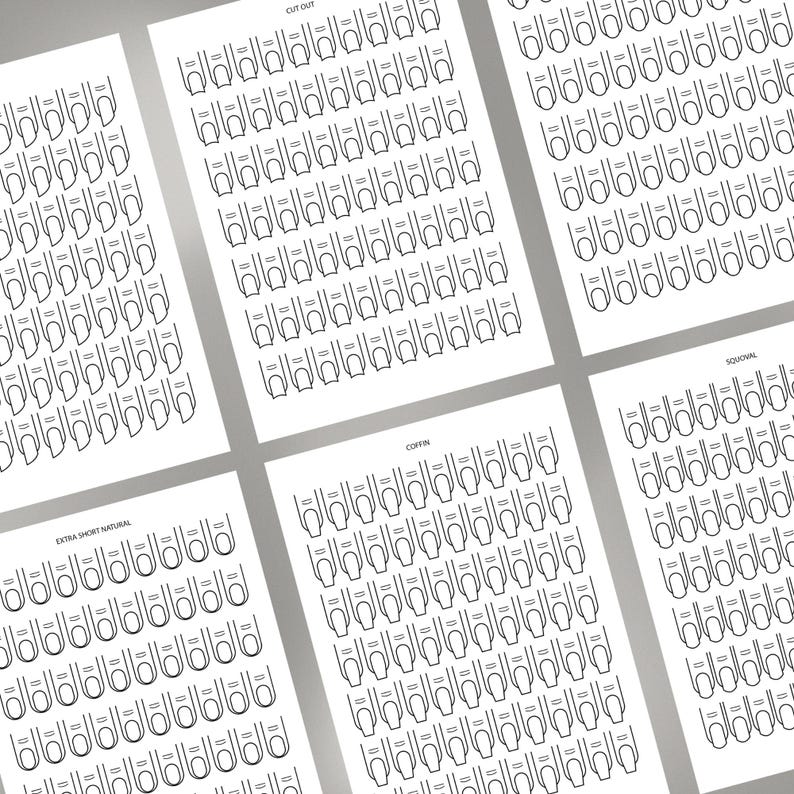 Short Nail Design Sheet, Blank Nail Tech Planner, Nail Art Practice ...