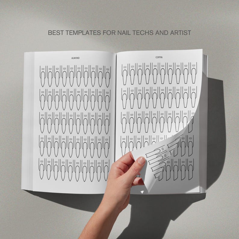 Nail Design Template Bundle, Short+medium+long Nail Practice Sheet ...