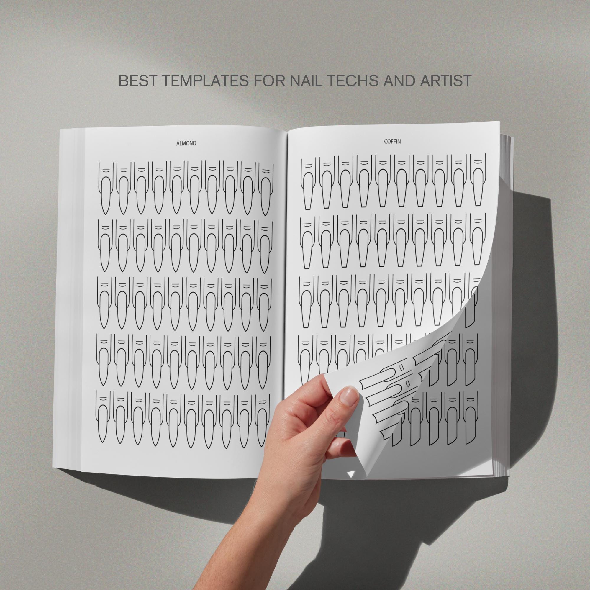 Nail Design Template Bundle, Short+medium+long Nail Practice Sheet ...