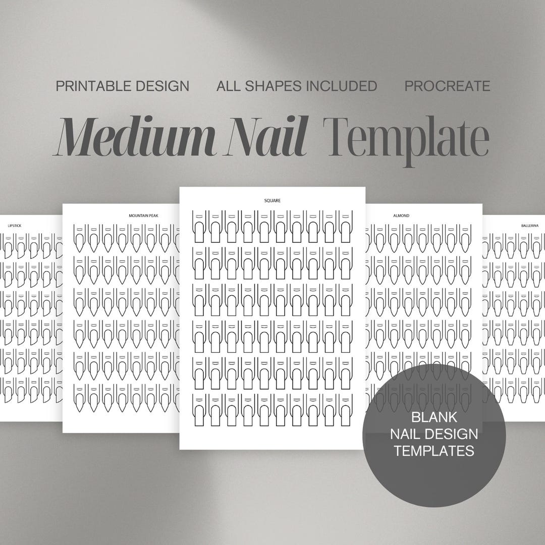 Medium Nail Design Template, Blank Nail Tech Planner, Nail Art Practice ...