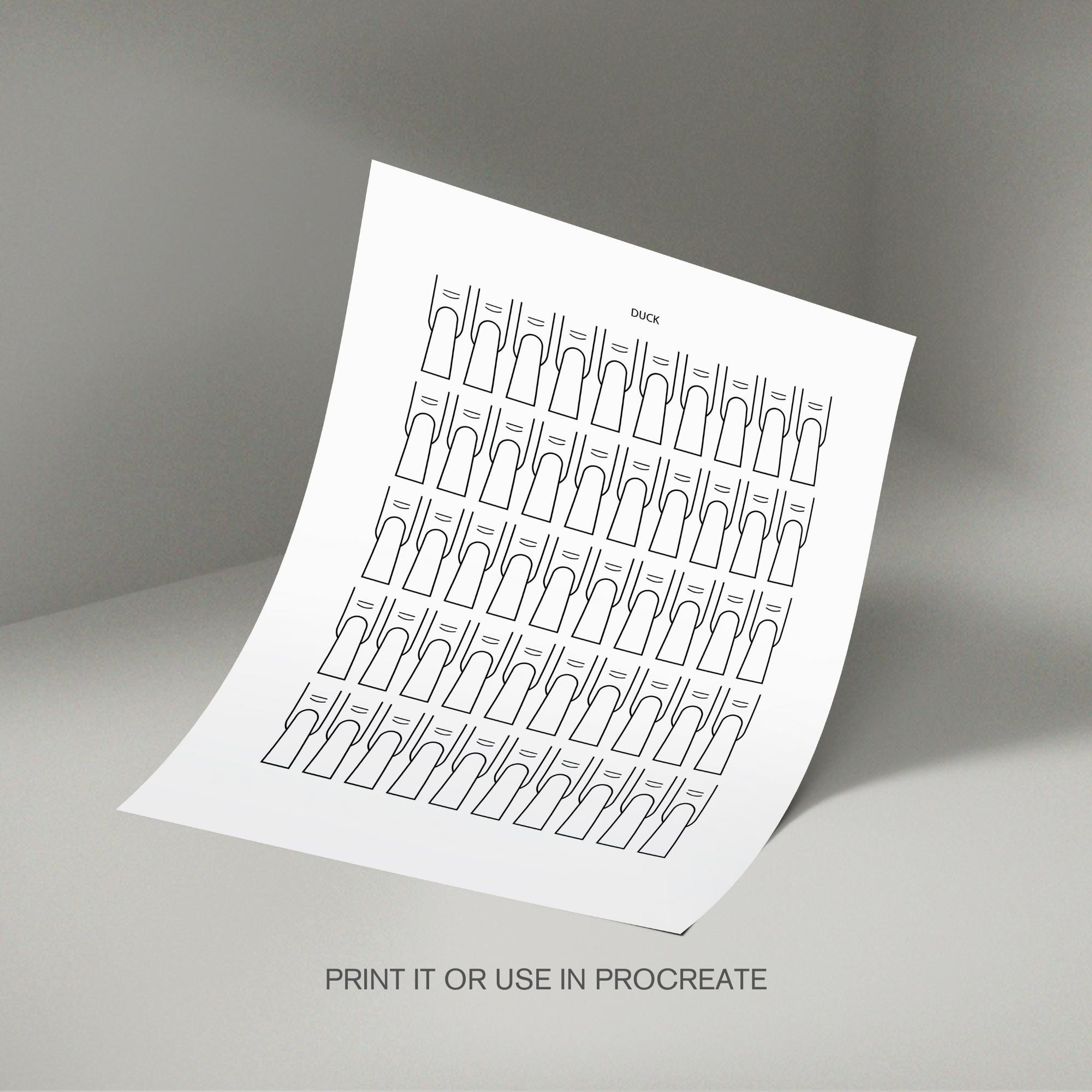 Long Nail Template, Blank Nail Tech Planner, Nail Art Practice Sheet ...