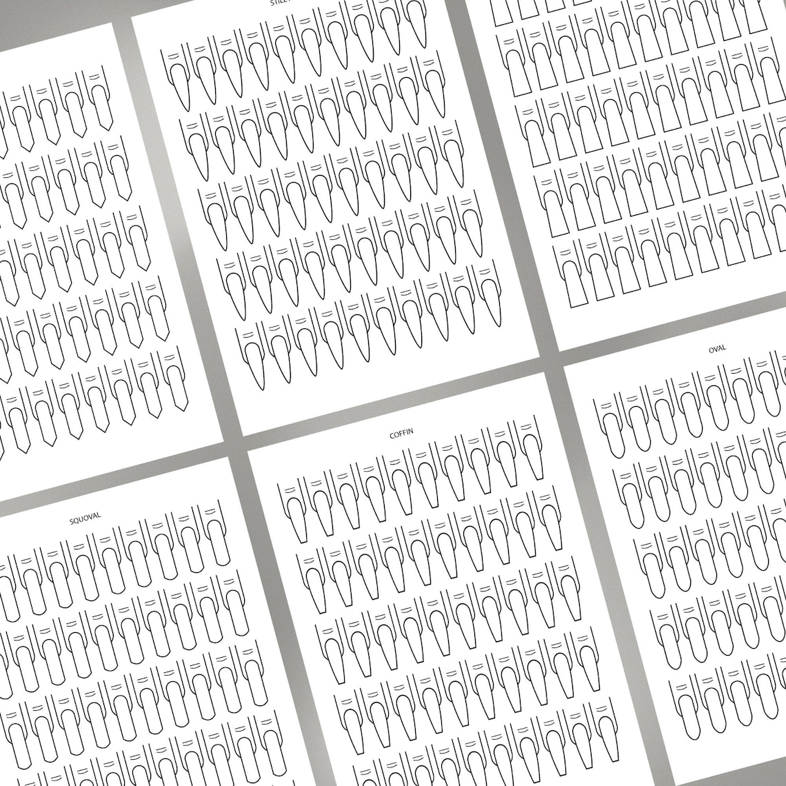 Long Nail Template, Blank Nail Tech Planner, Nail Art Practice Sheet ...