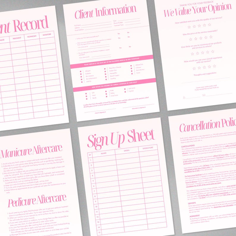 Editable Nail Business Forms, Customer Satisfaction Survey, Printable ...