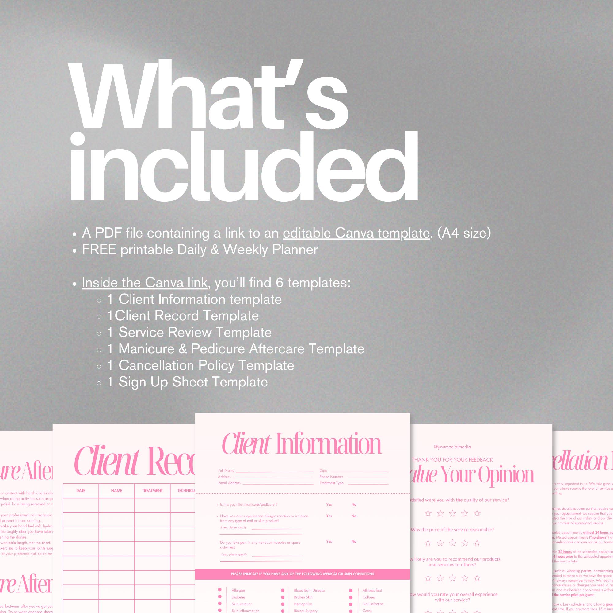 Editable Nail Business Forms, Customer Satisfaction Survey, Printable ...