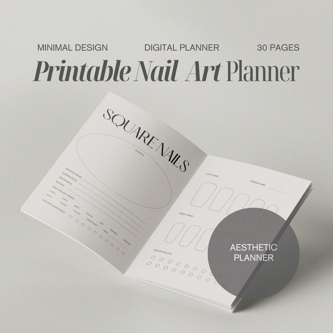Nail Design Planner for Press on Nails, Printable 30-page Nail Art ...