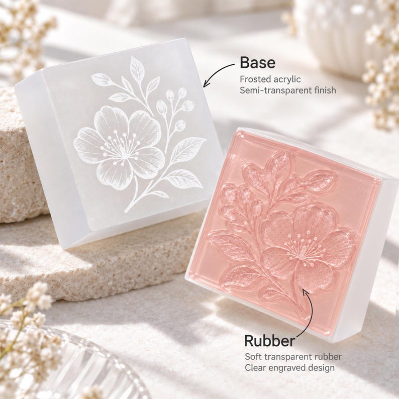 Frosted Acrylic Stamp, Custom Rubber Stamp With Your Design, Logo or ...