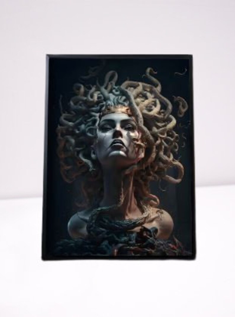 Ancient Greek Mythology Snake Head Abstract Woman Canvas, Medusa Poster ...