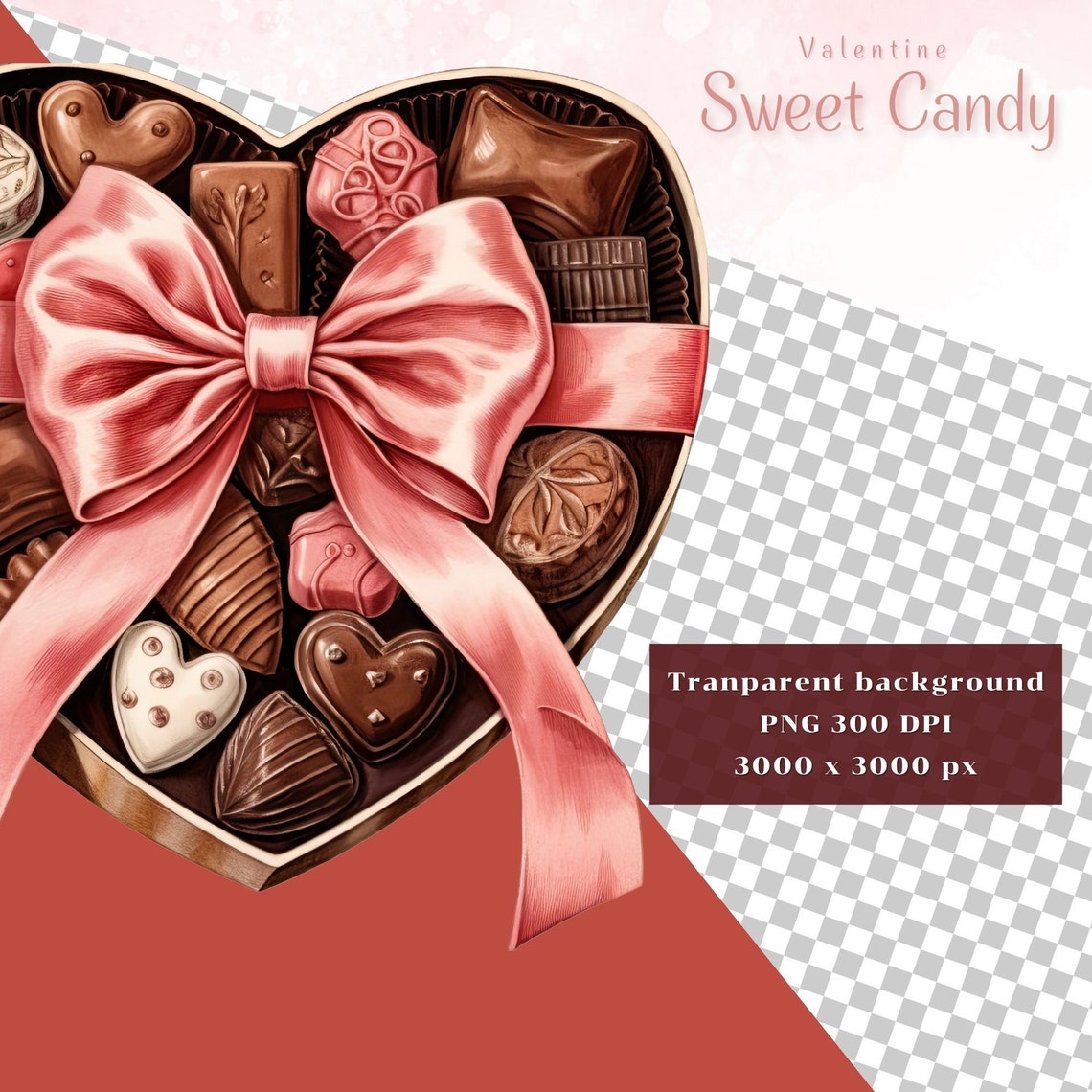 Watercolor Sweet Valentine Day Clipart, 44 PNG Valentine Clipart, Candy ...