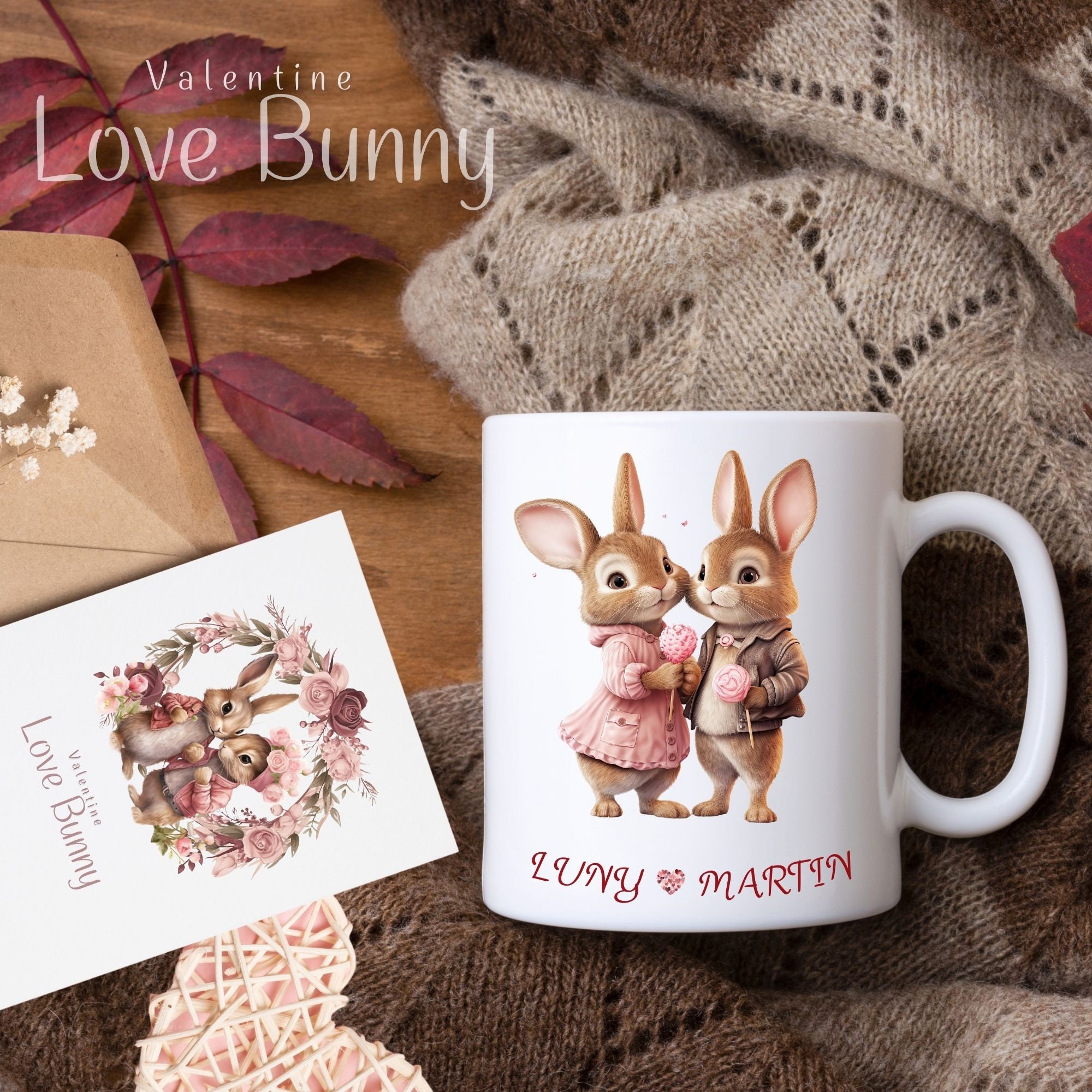 Love Bunny Valentine Watercolor Clipart, 50 PNG High Quality, Valentine ...
