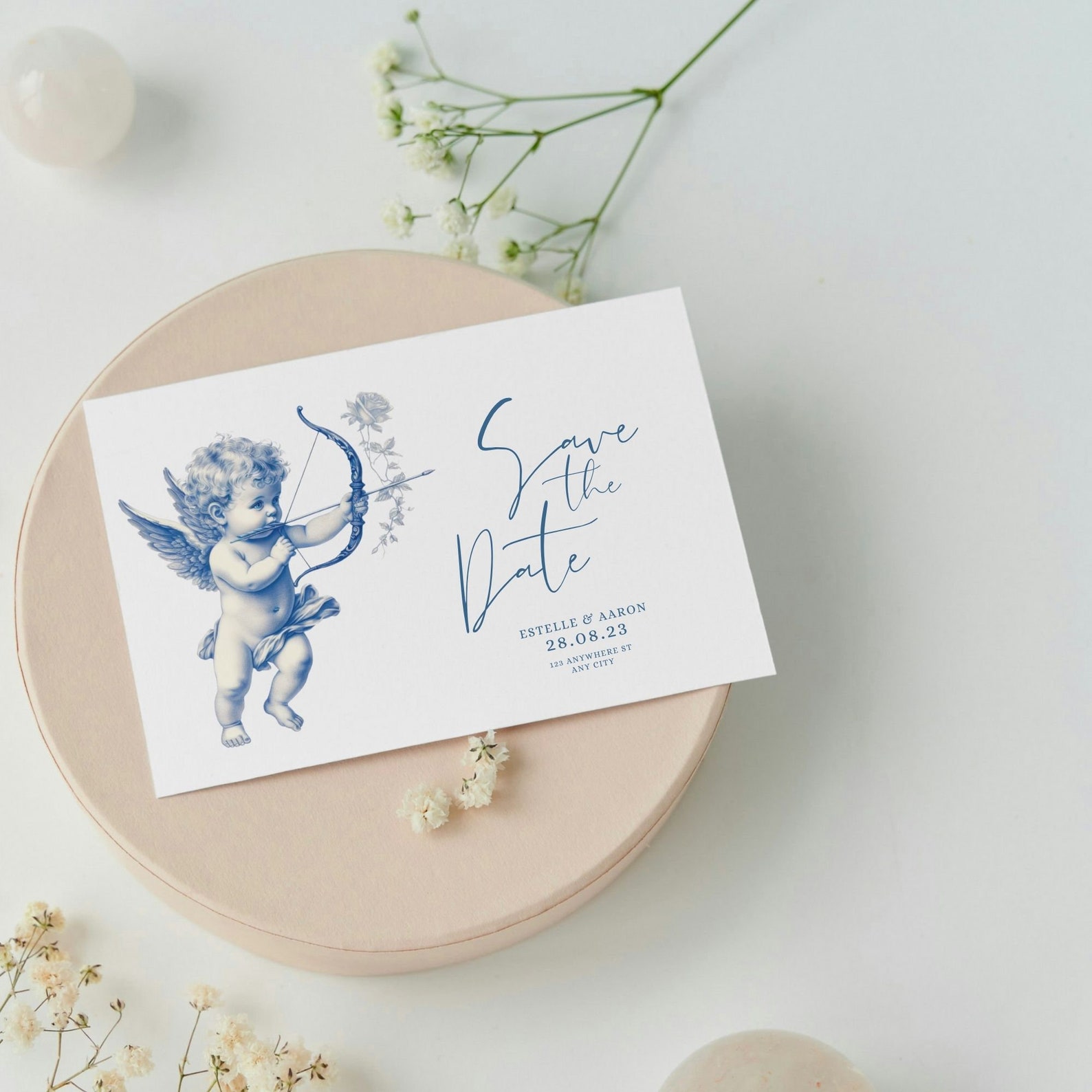 Cute Hand Drawn Blue Cherubs Cupids Clipart, Line Art Angel ...