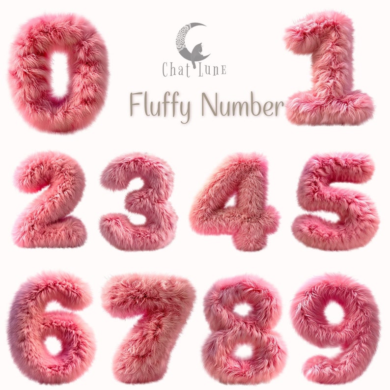 3D Fluffy Number Clipart: Fur Number PNG (digital Download) - Etsy