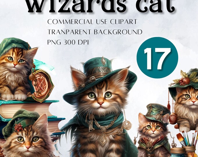Wizard Cats Clipart, Transparent PNG, Magical Feline Creatures ...