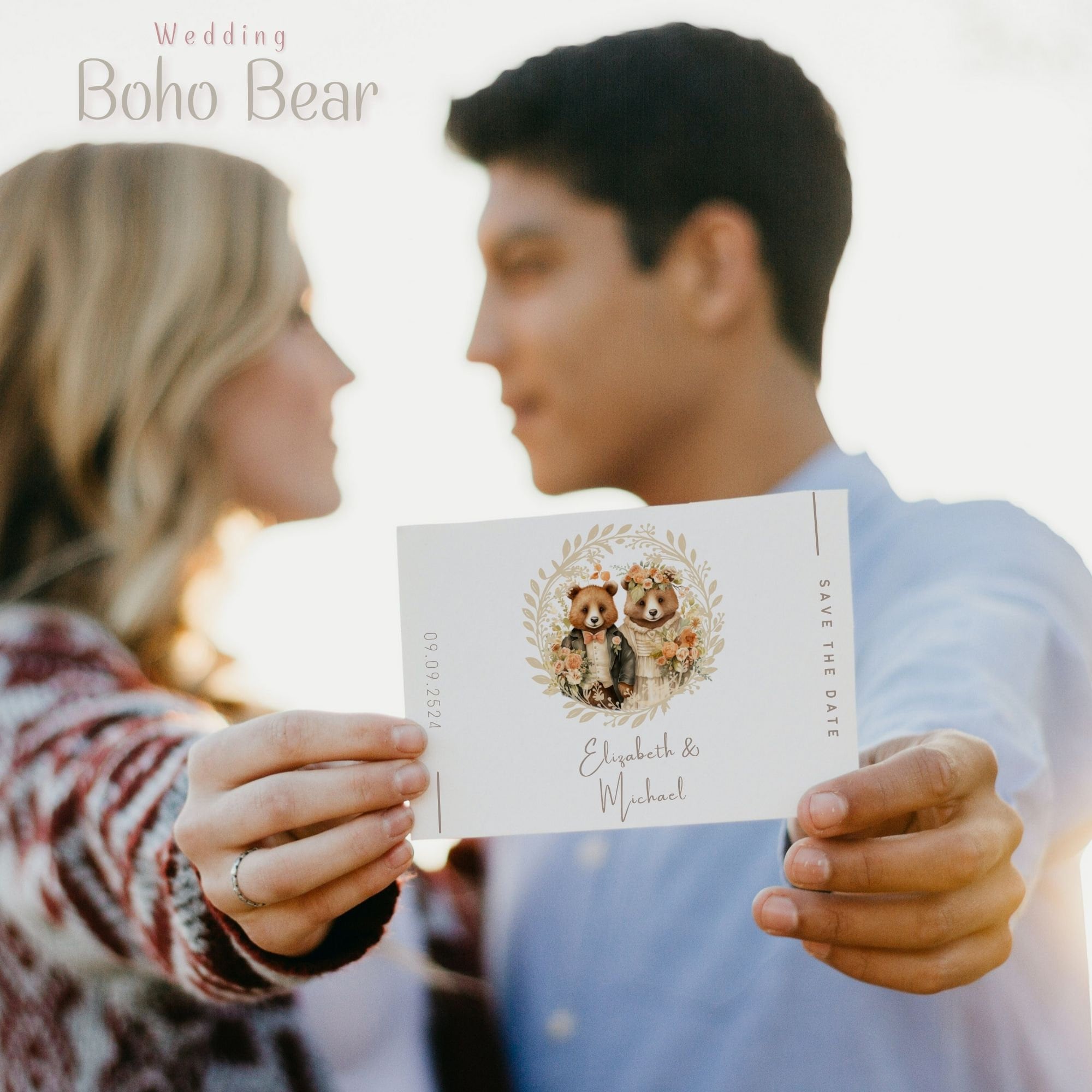 Watercolor Teddy Bear Wedding Clipart: Boho Bear Couple (digital ...