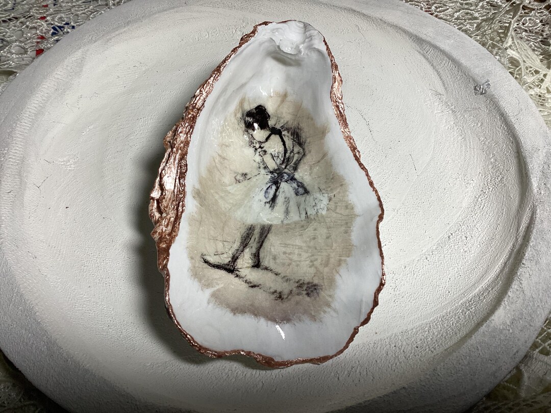 Beautiful Ballerina Oyster Shell, Ballet Dancer Trinket Dish, Coastal ...