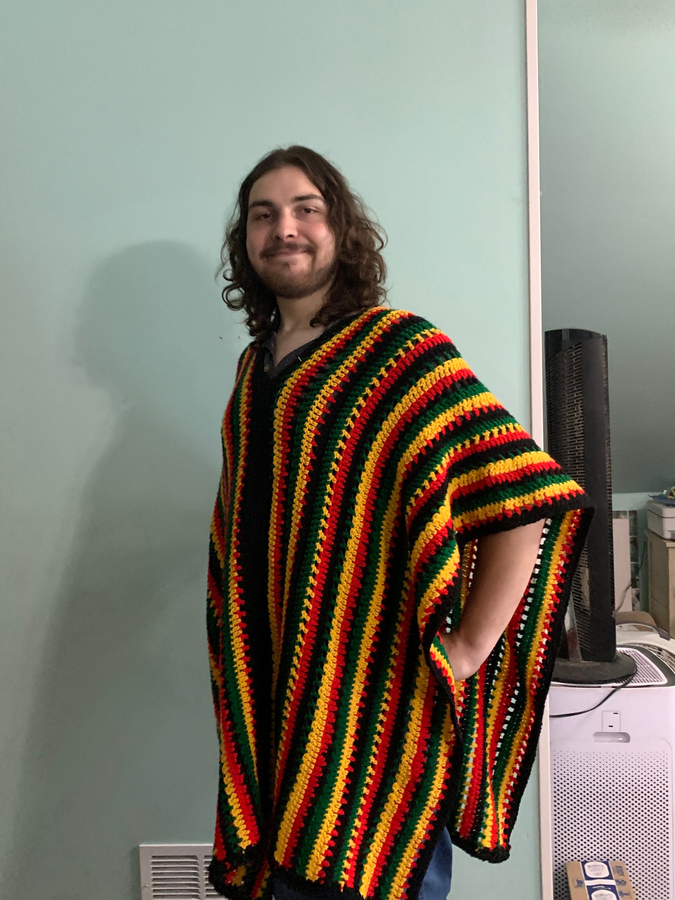 Rasta Poncho - Etsy