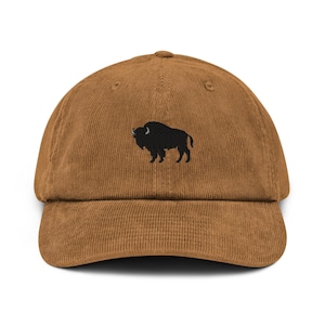 Embroidered Bison Hat, Bison Corduroy Hat Bison Lovers Gift Unisex Cap ...