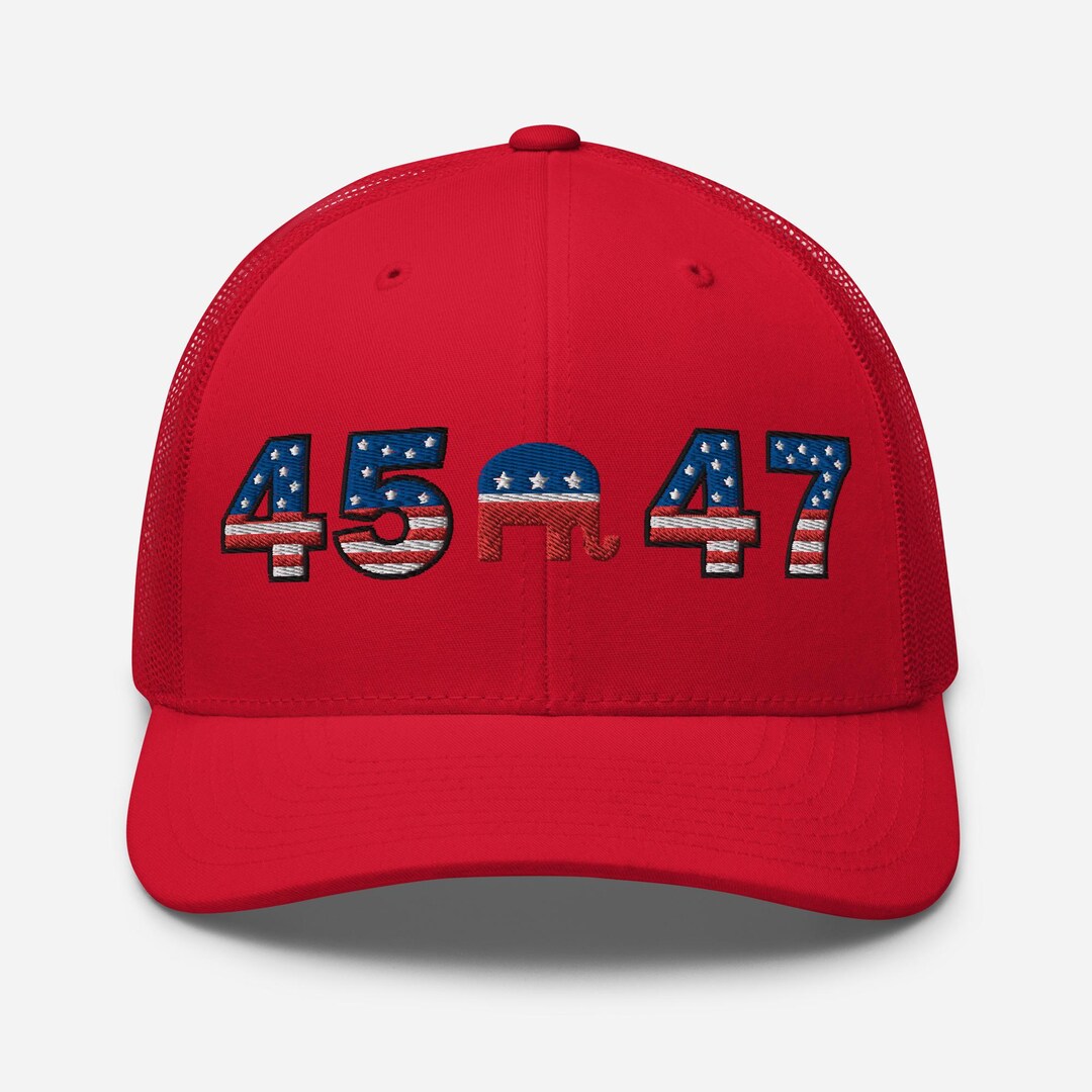 45 47 Trump 2024 Embroidered Hat, Republican MAGA Trucker Cap, Pro ...