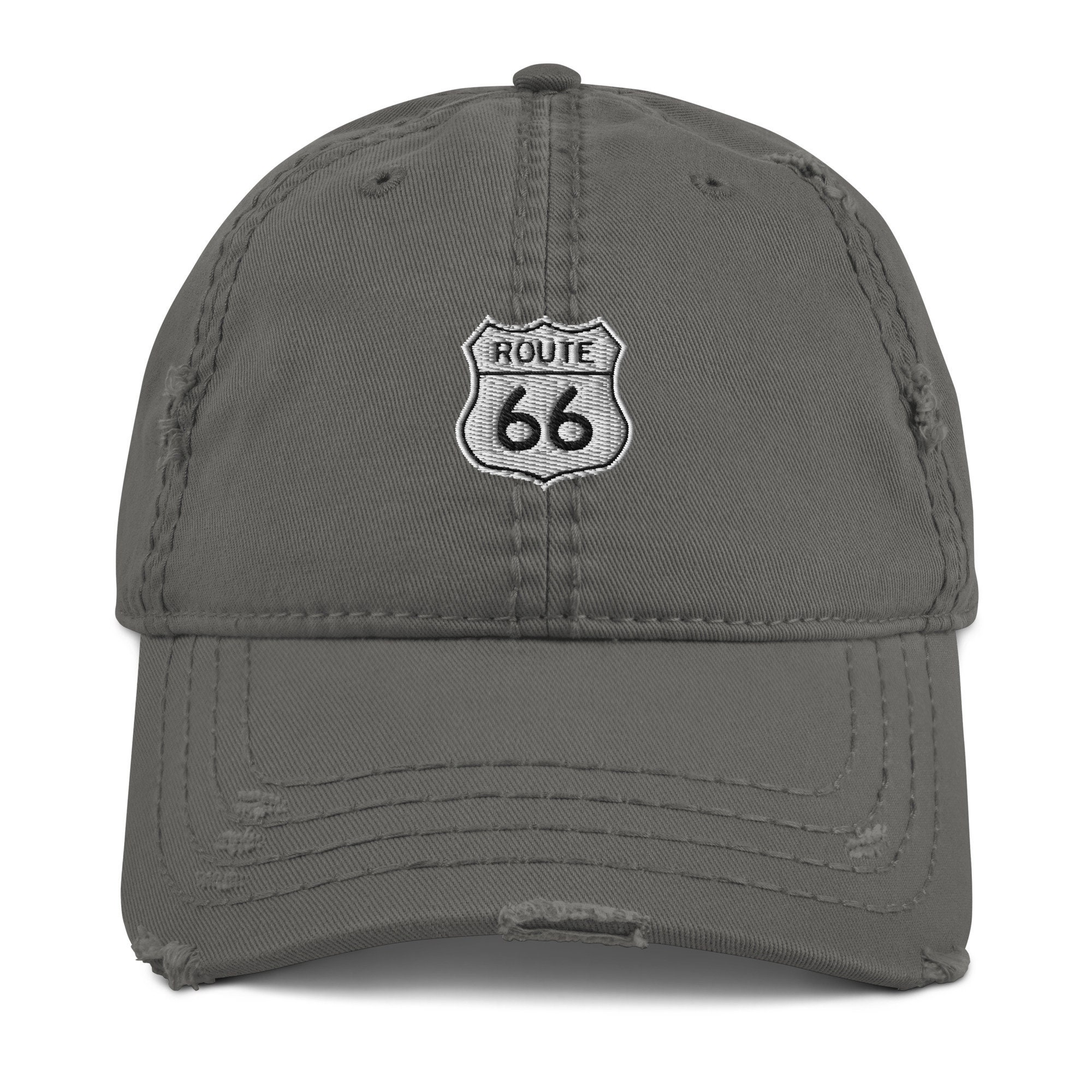 Route 66 Embroidered Hat, Route 66 Road Distressed Dad Hat Route 66 ...