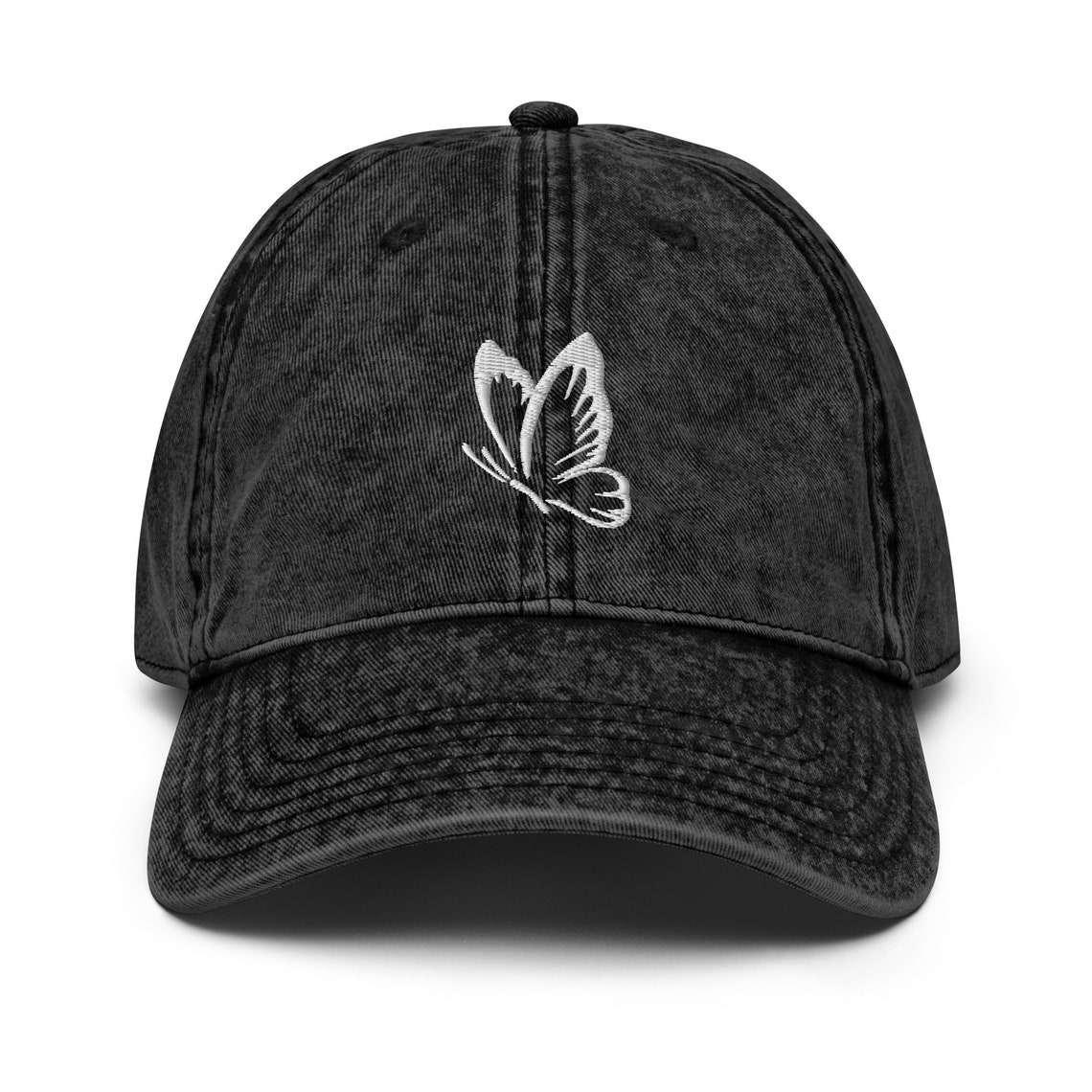 Butterfly Embroidered Vintage Hat Embroidered Butterfly Cap White ...