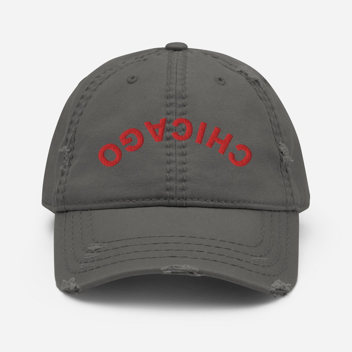 Upside Down Chicago Distressed Embroidered Dad Hat, Chicago Cap Upside ...