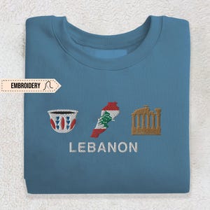 Embroidered Lebanon Sweatshirt, Lebanese Crewneck Sweater, Beirut ...