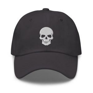 Skull Embroidered Dad Hat, Embroidered Unisex Cap Skull Cap Adjustable ...