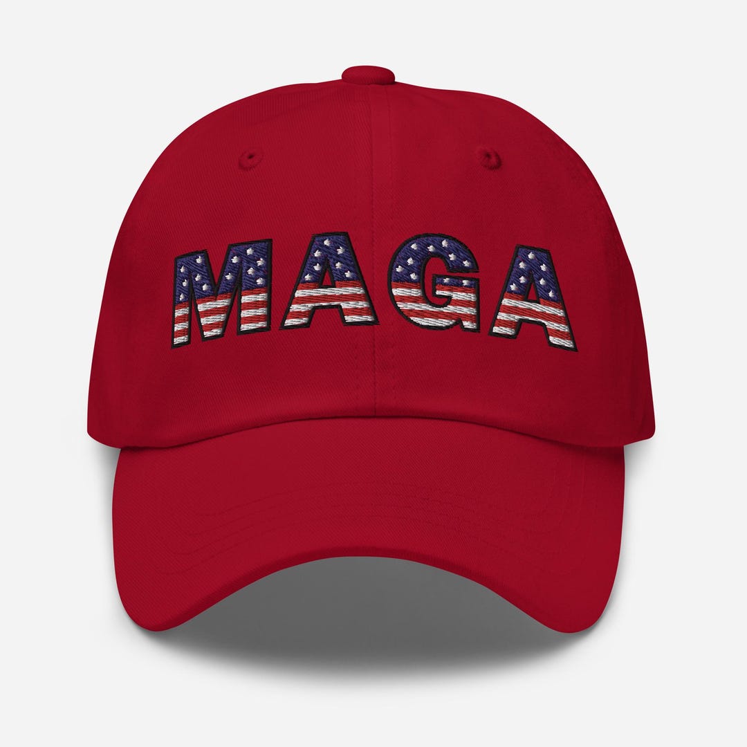MAGA Embroidered Hat, US Flag Font Dad Hat Election Winner Unisex Cap ...