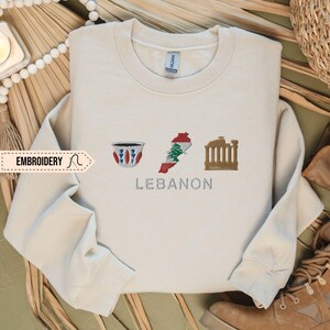 Embroidered Lebanon Sweatshirt, Lebanese Crewneck Sweater, Beirut ...
