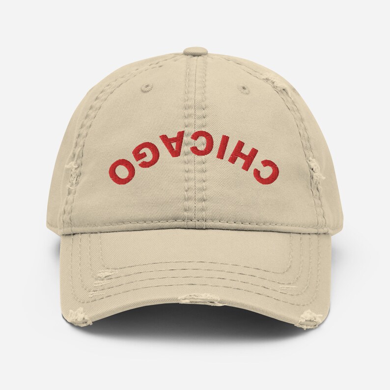 Upside Down Chicago Distressed Embroidered Dad Hat, Chicago Cap Upside ...