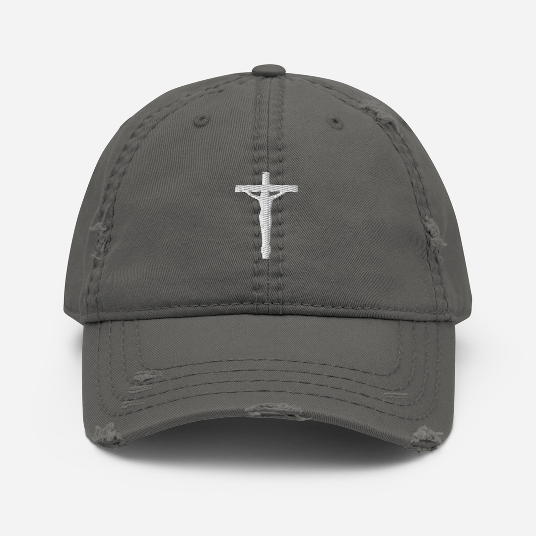 Jesus Cross Embroidered Distressed Hat Jesus Christ Dad Hat Embroidered ...