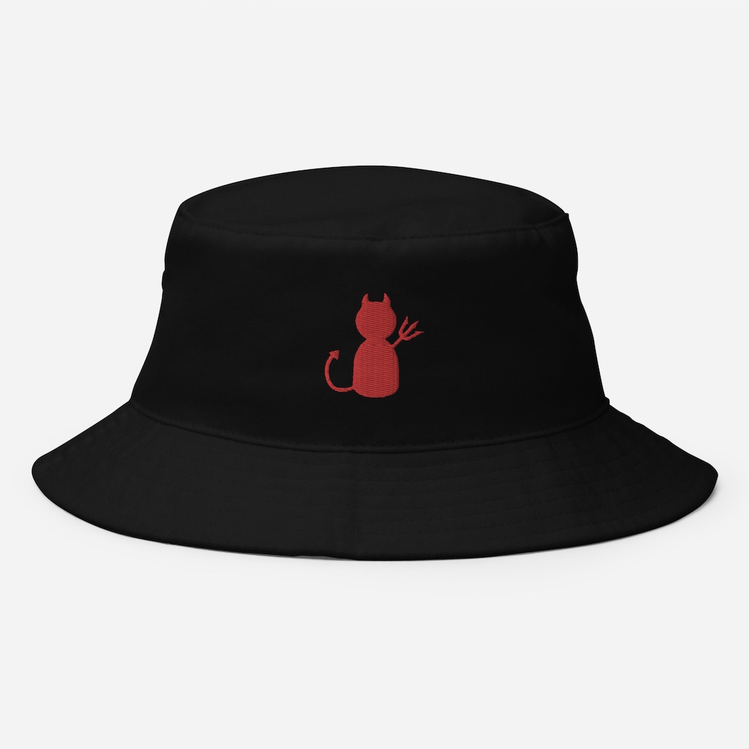 Devil Bucket Hat Embroidered Red Devil Bucket Hat Gift for Goth Red ...