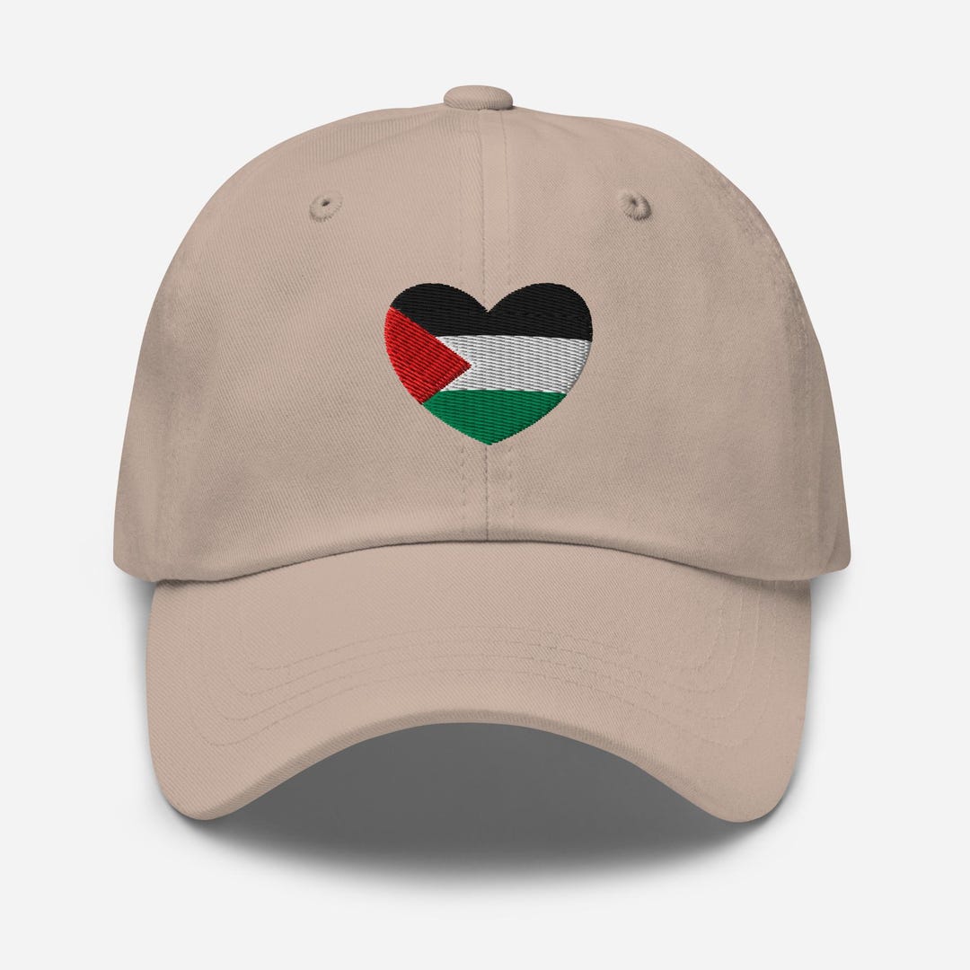 Palestine Flag Heart Embroidered Hat, Palestinian Pride Dad Cap ...