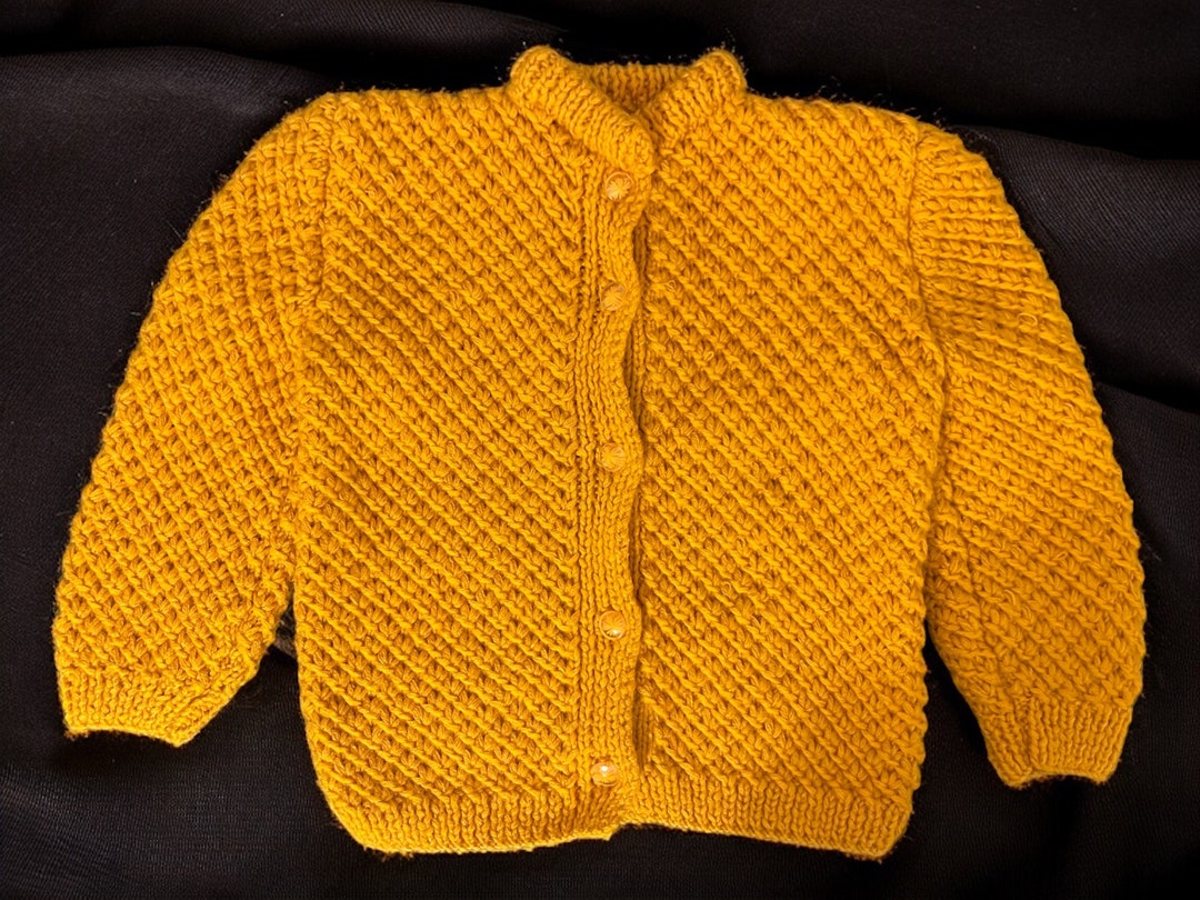 Hand-knitted Baby Cardigan / Yellow Cardigan / Baby Clothes / - Etsy