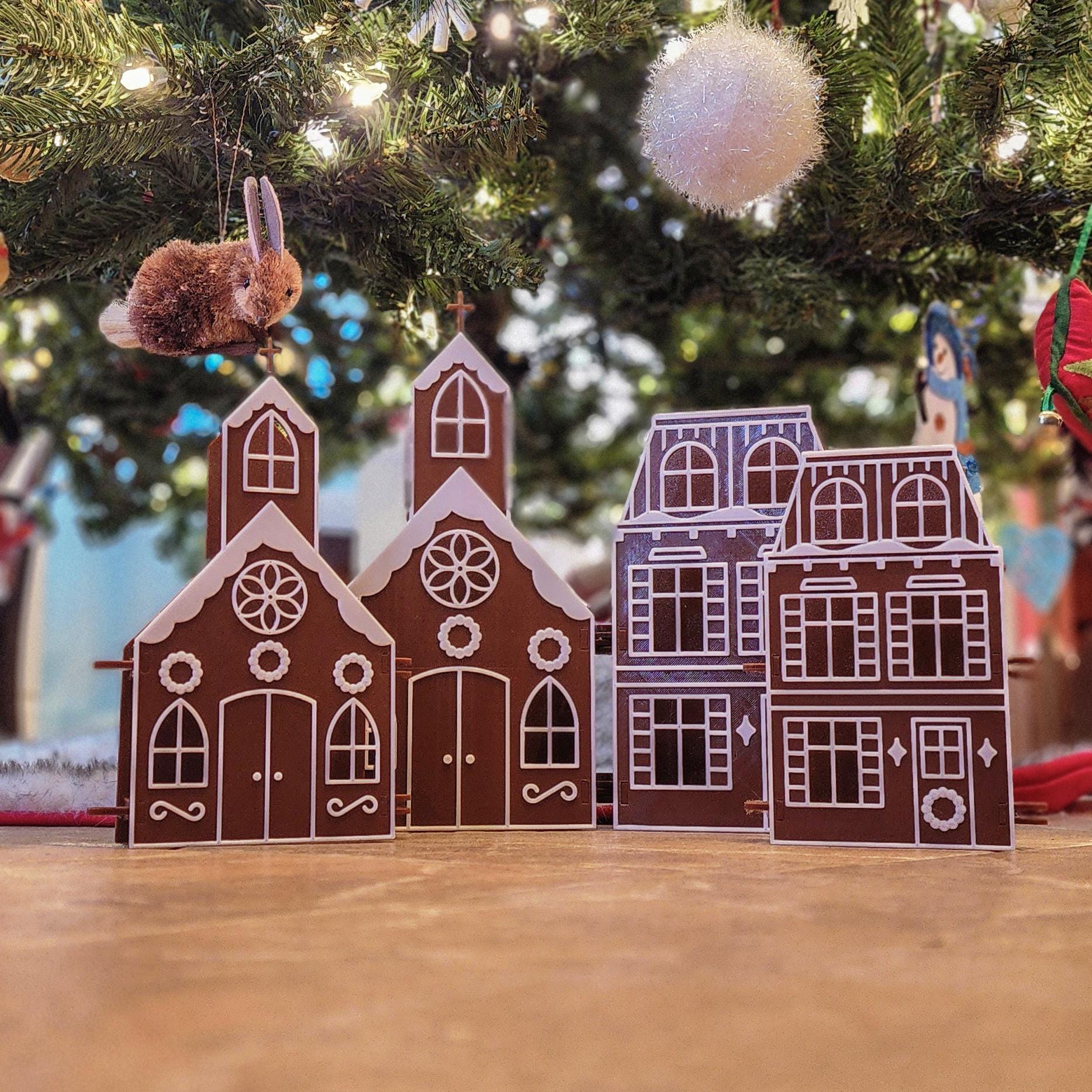 3D Printed Gingerbread Village Luminary Set - Large Set : Christmas ...