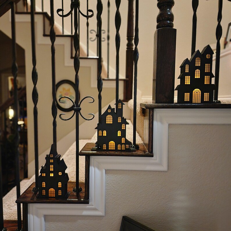3D Printed Halloween Haunted House Luminaries - Etsy