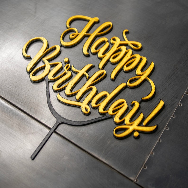 3D Printed Happy Birthday Cake Topper - Etsy