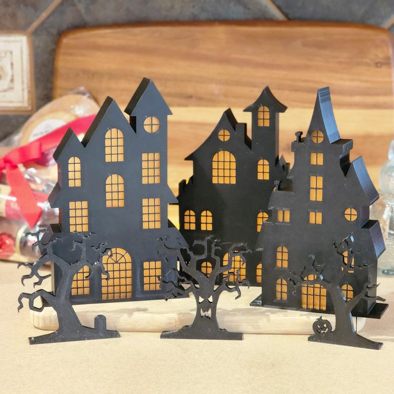 3D Printed Halloween Haunted House Luminaries - Etsy