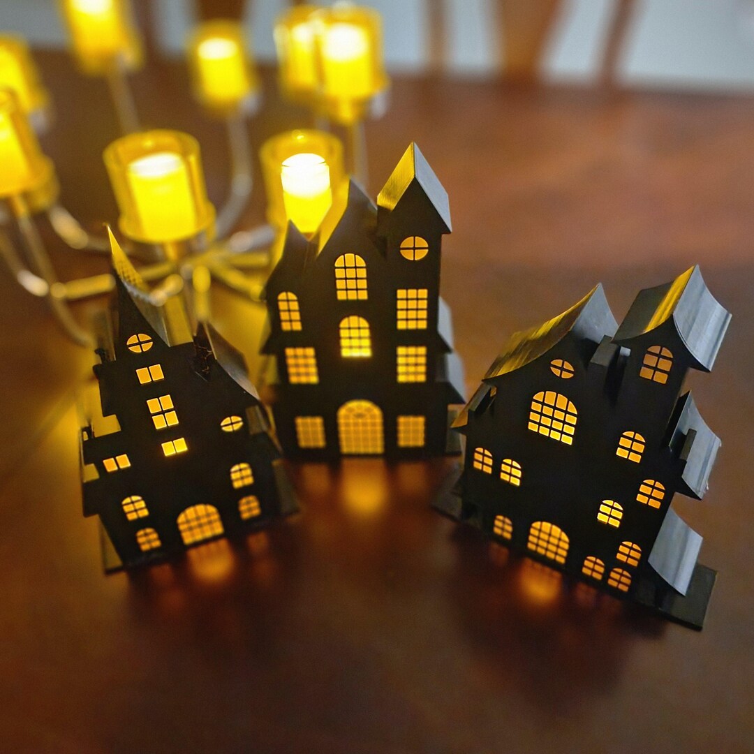 3D Printed Halloween Haunted House Luminaries - Etsy